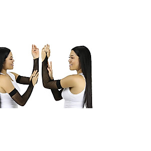 ToBeInStyle Women’s Fashion Fishnet Finger Loop Long Length Novelty Gloves - Black