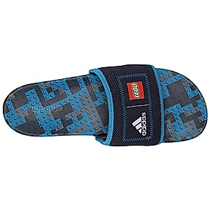 adidas Unisex Adilette Comfort Slides Sandal, Dark Blue/Chalk White/Blue Rush, 14 Women/13 Men