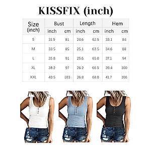 Kissfix Womens Tops Cute Sleeveless Ribbed Juniors Summer Basic Cami Knit Y2K Tank Top Henley Button Down Trendy Blouses