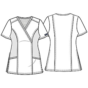 Cherokee Women Scrubs Top Workwear Revolution Maternity Mock Wrap WW688, S, Navy