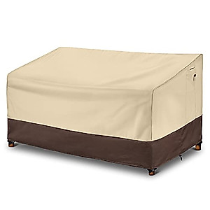 Arcedo Outdoor Sofa Cover, Heavy Duty Waterproof Patio Oversized Sectional Cover for 3-Seater Couch, Large Durable Garden Furniture Bench Cover with Air Vent, 90” x 34” x 32”, Beige & Brown