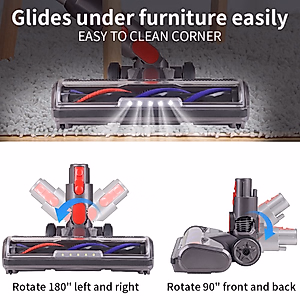 Laymi Hardwood Floor Attachment for Dyson V7 V8 V10 V11 V15 SV10 SV12 SV14 Animal Absolute Vacuum Cleaners with LED Headlights, Bristle Roller Brush Head Replacement Parts