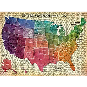 The United Hues of America by Cross & Glory - Premium 1000-Piece Educational Jigsaw Puzzle - Eco-Friendly, Vibrant & Unique USA Map - Perfect for Family Fun - Challenging Brain Game & Great Gift Idea