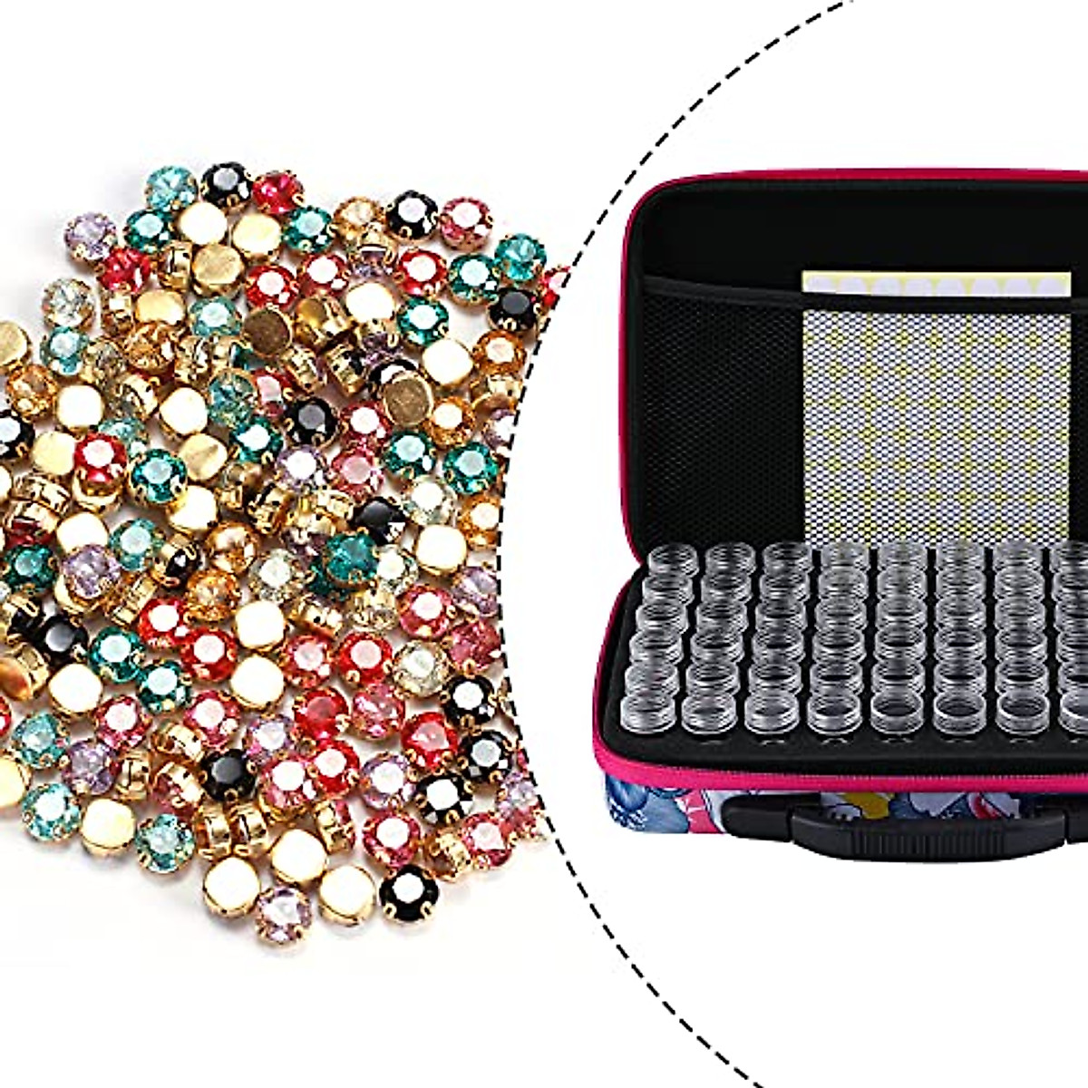 VTYHYJ 120 Bottles Diamond Art Storage Bag Organizer with Tools Diamond Painting Accsessories Carrying Case for Dots, Tools, Rhinestones, Nail Art, for Storage and Travel (Pink)