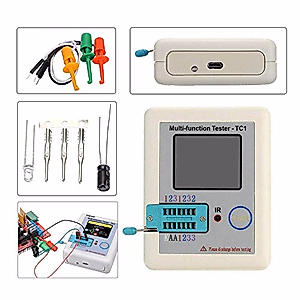 Multi-Function Tester, 3.5 inch Colorful Display Pocketable Multifunctional TFT Backlight Transistor LCR-TC1 Tester for Diode Triode Capacitor Resistor Transistor LCR ESR NPN PNP MOSFET LW21