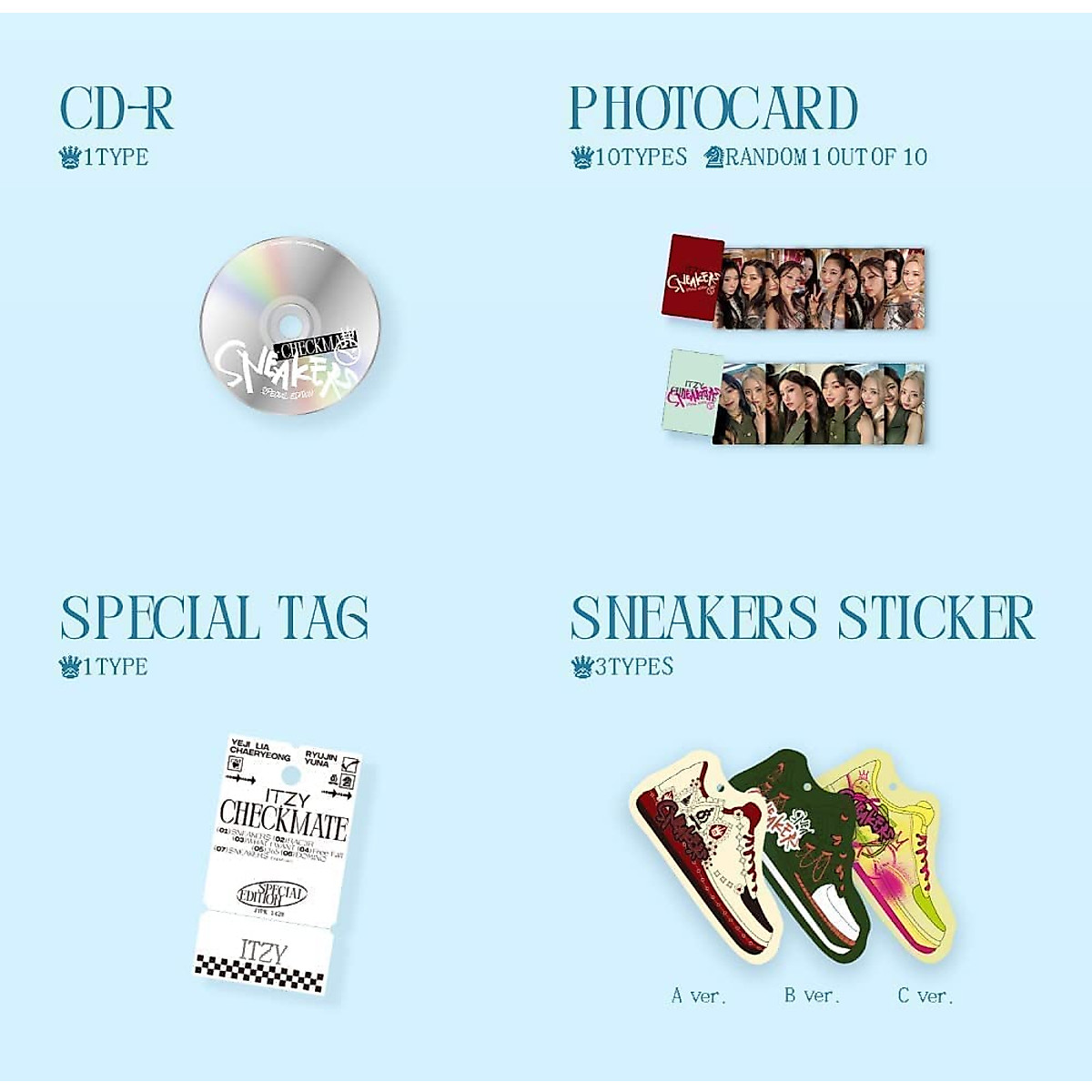 DREAMUS ITZY CHECKMATE SPECIAL EDITION CD+Lyric Poster On Pack+Photobook+Photocard+Special Tag+Sticker+Postcard+Tracking Sealed (B Version)
