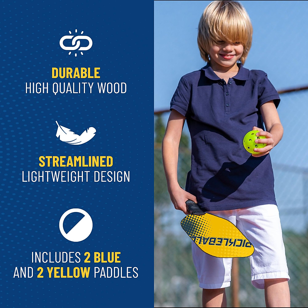 Ultimate Youth Pickleball Set with Net, Paddles, and Balls - Start Playing Pickleball Today with This Complete Junior Kit for Boys and Girls Ages 5 to 12