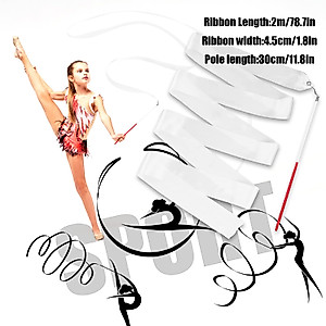 Grevosea 4 PCS Gymnastics Ribbon,Dance Ribbons Rhythmic Dancing Streamers White Ribbon Baton Twirling Wands for Twirling Artistic Dancing Gymnastics Kids Talent Shows Gymnastic Training