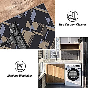 Runner Rugs for Hallway Modern 2'x3' Geometric Black and Brown Beige Runners Carpet Mat Washable Runner Rug for Kitchen Bedroom Hallway Stair Doorway, Customizable