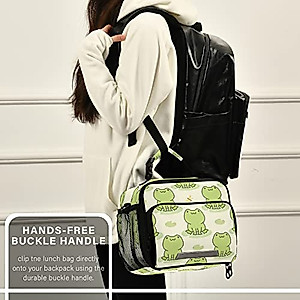 MNSRUU Lunch Bag Cute Frog Insulated Lunch Bag Women Lunch Totes Men Lunch Box with Adjustable Shoulder Strap Lunch Bag for Work Office School Picnic