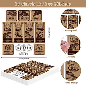 135 Pieces Halloween Animal Bottle Labels Medicine Bottle Stickers Poison Bottle Sticker Decals for Party Decoration and Photo Props, 27 Styles