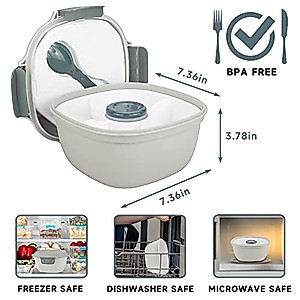 Bokzen Freezer Bento Box, Salad Lunch Containers with Built-In Ice Pack & Fork for Food Freshness, 1.2L 4-Compartment Leakproof Chill Bento Lunch Box for Adults