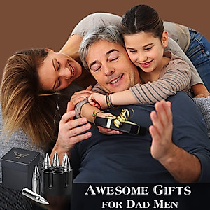 Gifts for Men Dad, Whiskey Gifts for Him, Metal Whiskey Stones, Unique Birthday Ideas for Him Boyfriend Husband Grandpa Brother Presents Cool Gadgets Anniversary Retirement