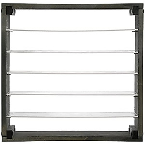 MyGift Wall Mounted Storage Rack, Vintage Gray Solid Wood and Clear Acrylic Floating Collectibles Display Shelf