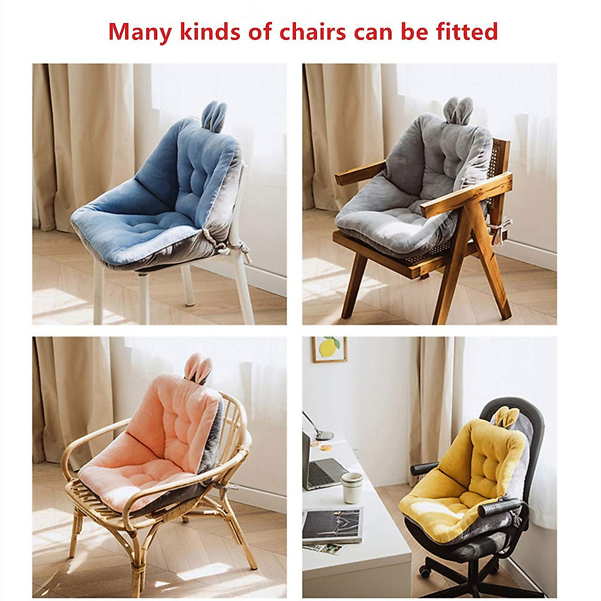 WUYU Chair Cushion Seat Cushion for Office Backrest Chair Plush Desk Seat Velvet Relax Lazy Buttocks (Light Yellow, Four-Hole, 45x45cm)