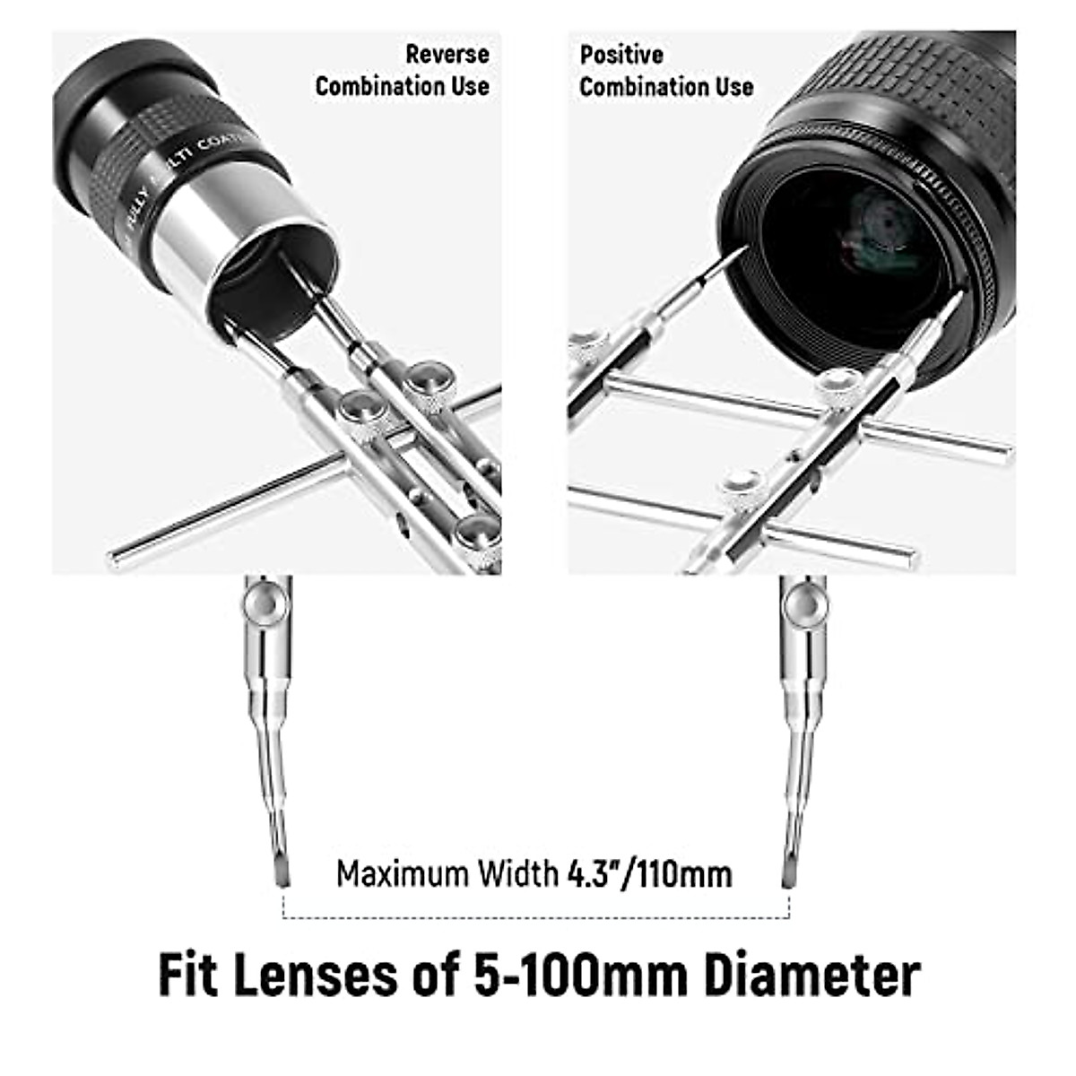NEEWER Stainless Steel Lens Spanner Wrench, Professional Curved Double Sided Pointy/Flat Tips Lens Removal Tool with Four Screws, Lens Repairing Opening Wrench for DSLR Camera Lens, Telescope Lens