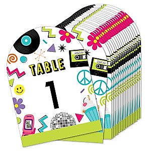 Big Dot of Happiness Through the Decades - 50s, 60s, 70s, 80s, and 90s Party Double-Sided 5 x 7 inches Cards - Table Numbers - 1-20