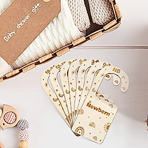 12 Pieces Rainbow Wooden Baby Closet Dividers Boho Double Sided Baby Nursery Closet Dividers Baby Hanger Dividers Closet Organizer for Nursery Essentials for Newborn Baby Girl Boy Gift for Baby Shower