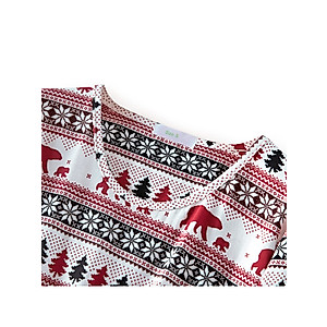 Long Sleeve Nightgowns for Women Soft Cotton Night Shirts Sleepwear Cartoon Night Gown Sleep Shirt Pajama Dress Snowflake Bear Medium