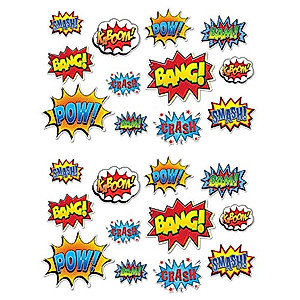 Beistle Hero Action Sign Cut Outs 24 Piece Comic Decorations Birthday Party Supplies 6” – 12.5”, Multicolored