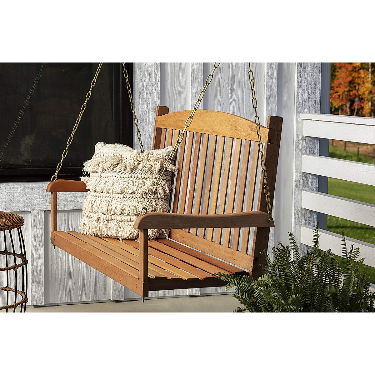 Woodlawn&Home 4’ Hardwood Swing with Chains in Honey Finish 800032