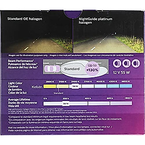 Philips Automotive Lighting H11 NightGuide Platinum Upgrade Headlight Bulb, Pack of 2