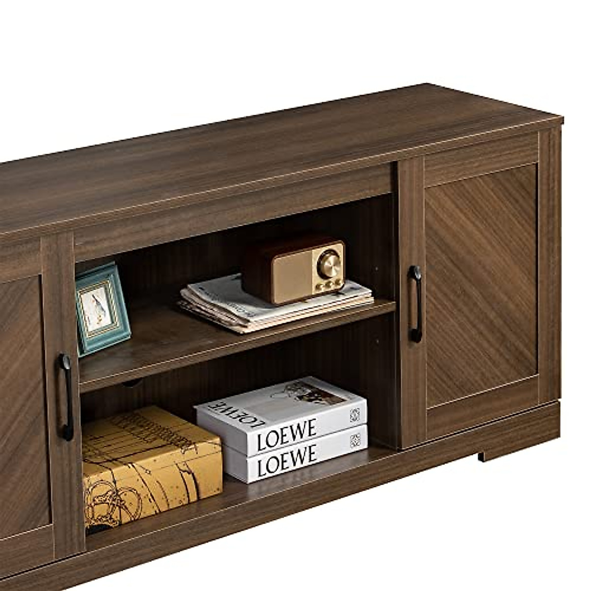 ZINUS Bennett TV Stand for TVs up to 65”, Farmhouse Style Entertainment Center, TV Stand with Storage, Living Room or Bedroom Furniture, Brown