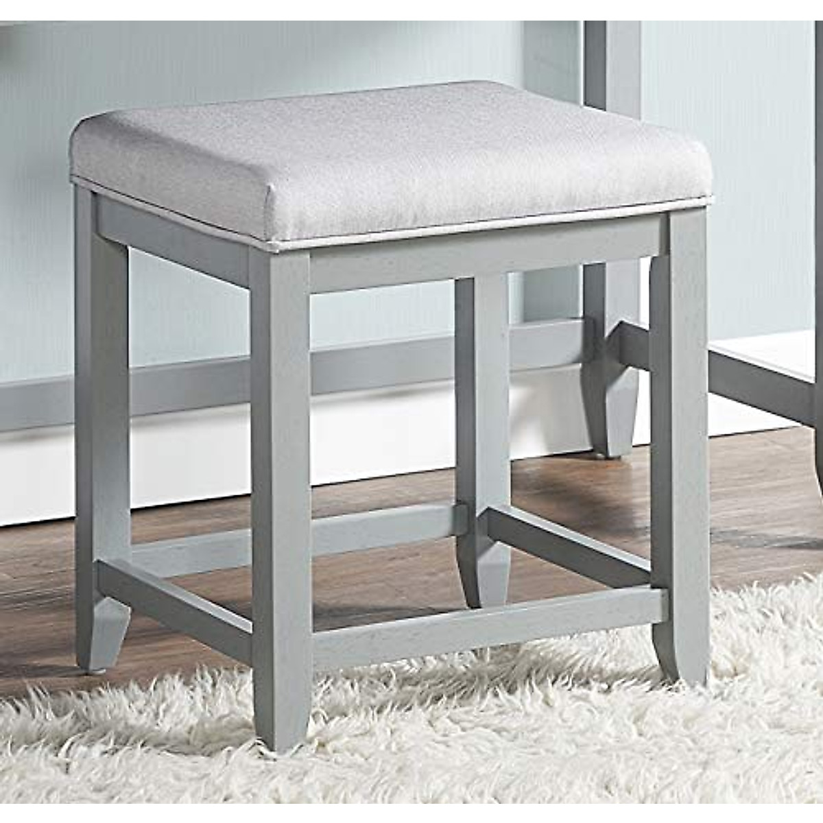 Crosley Furniture Vista Makeup Vanity Chair with Upholstered Seat, Vintage Gray