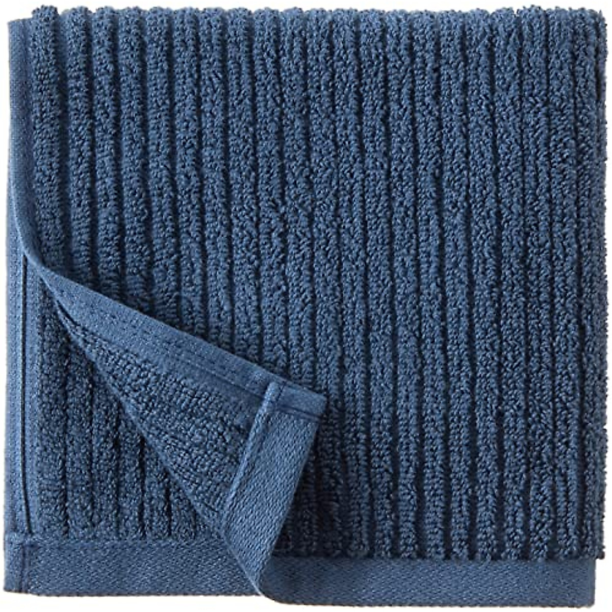 Amazon Aware 100% Organic Cotton Ribbed Bath Towels - Washcloths, 6-Pack, Navy