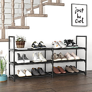 Thoustars Metal Shoe Rack Organizer, 3-Tier Shoe Stand with Shelf for Closet Floor Storage and Organization,Easy to Assemble