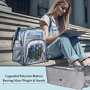 PACKISM Clear Backpack - Large Clear Backpacks Heavy Duty Transparent Backpack, See Through Backpack Clear Bookbag for Student, School, Work, Travel, Black(for age 12 above)