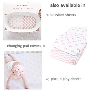 Baby Crib Sheets Girl 2 Pack | Jersey Cotton Fitted Crib Sheet Set and Toddler Bed Sheets | Pink Baby Girl Crib Sheets | Standard Crib and Toddler Bed Mattress Size 28 x 52 Inch