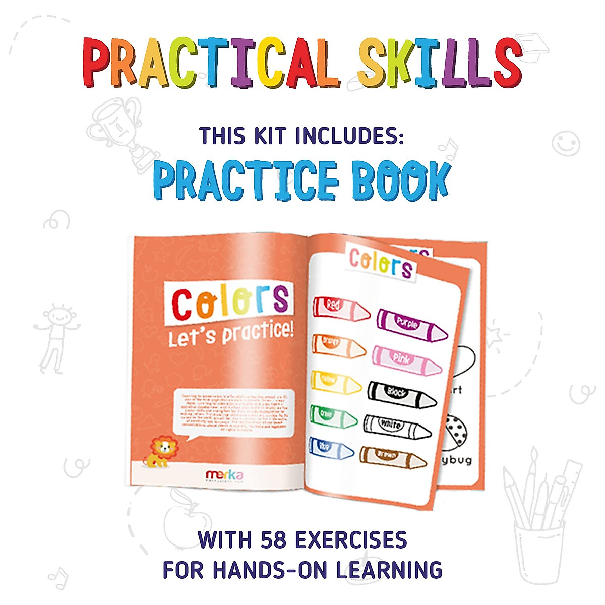 merka Toddler Flash Cards ABC Flash Cards Toddler Learning Flash Cards Preschool Homeschool Curriculum Kit Practice Book Sticker Set and Posters Learning Letters Numbers Shapes and Colors