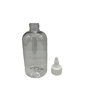 Natural Farms 4 oz Clear Boston Plastic Bottles -12 Pack Empty Bottle Refillable - BPA Free - Essential Oils - Aromatherapy | White Twist Top Caps - Made in the USA