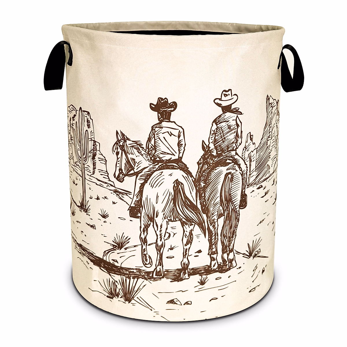 Western Cowboy Laundry Basket Desert Horse Foldable Waterproof Oxford Cloth Funny Tote Bag Laundry Hamper Clothes Storage Bucket Toy Organizer For Bathroom/Laundry Storage/Bedroom 18.9x16.5 Inch