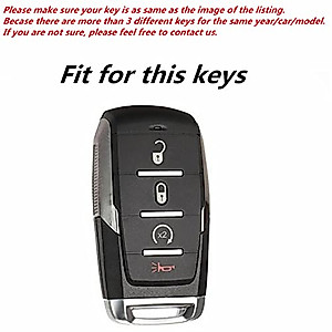 MJKEYAuto Black Leather 4 5 6 Buttons Smart Remote Key Fob Cover Chain Case for Ram 1500 2019 2020 2021 2022 2023 OHT-4882056 (4 Buttons)