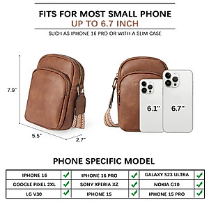 BOSTANTEN Small Crossbody Bags for Women Designer Zip Cell Phone Purse Shoulder Handbags Wallet with Card Slots Brown