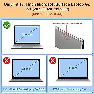 Fintie Case for 12.4 Inch Microsoft Surface Laptop Go 3 (2023) / Surface Laptop Go 2 (2022) / Surface Laptop Go (2020) Model: 2013 1943 - Protective Snap On Hard Shell Cover, Crystal Clear