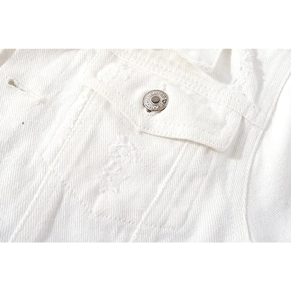 Kedera Fall Outfits for Women 2023 White Jackets Distressed Denim Jacket for Women Classic Trucker Jackets Long Sleeves Button Down Jean Jackets for Women Lightweight Size M Size 8 10