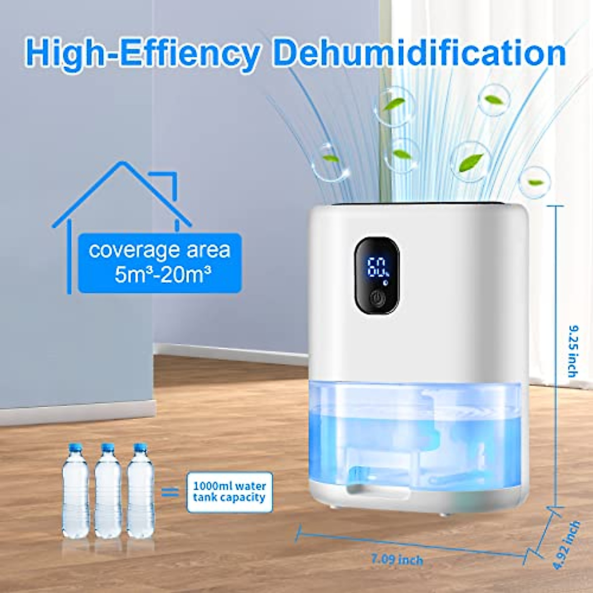 Dehumidifiers, Closet Dehumidifier,small dehumidifiers Up to 2000 sq.ft(1000ml Water Tank),Dehumidifiers for Home Quiet with Auto Shut Off, Portable Air Dehumidifiers for Bedroom, Bathroom, RV, Closet