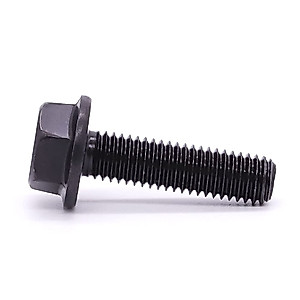 M10-1.5 x 20mm Flanged Hex Bolts Screws, 10.9 Grade Alloy Steel Hexagon Flange Bolts for Machinery Automotive, Black Oxide Finish, Full Thread, 10 PCS