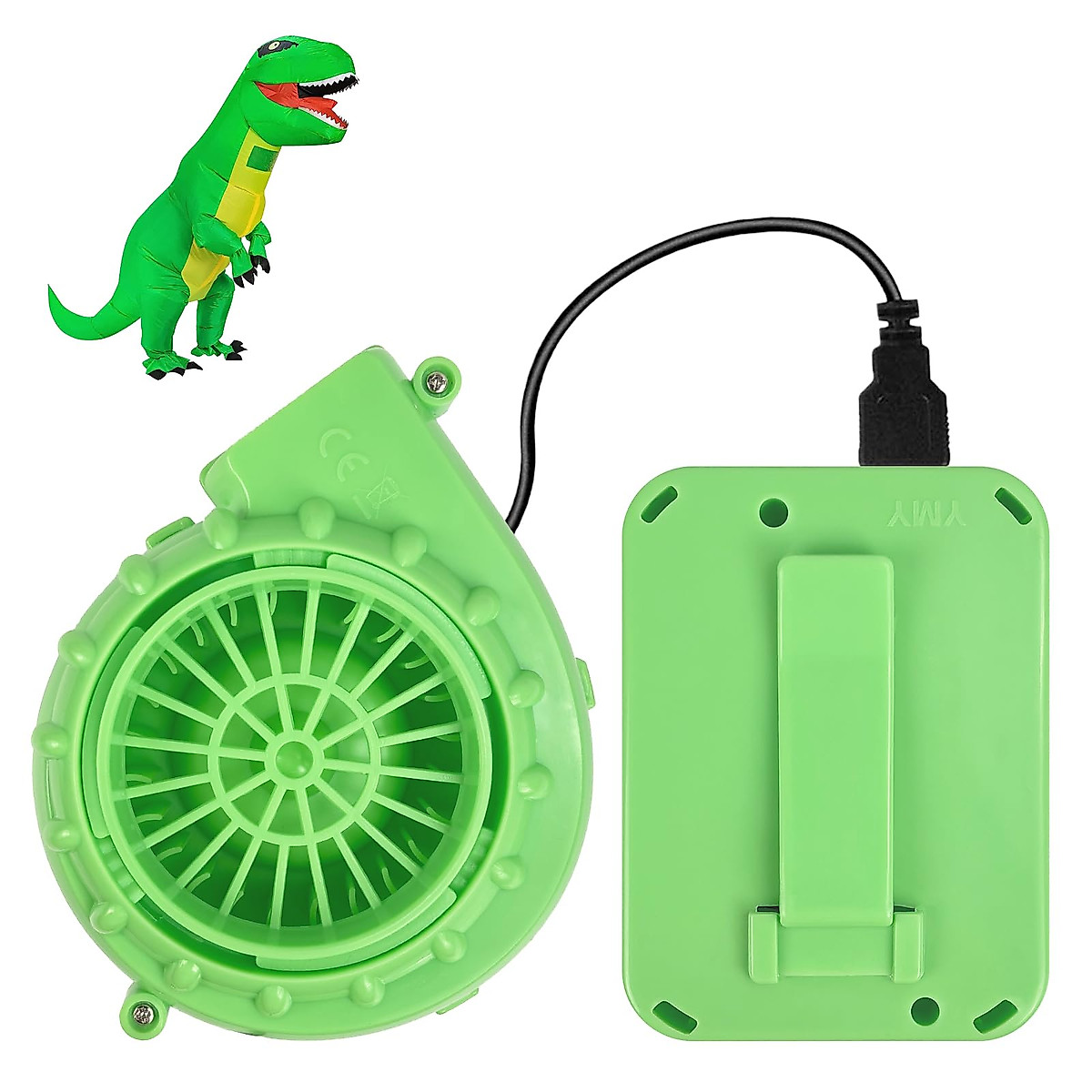 Wittocs Costume Fan Green Mini Blower Fan for Dinosaur Inflatable Costume Blow up Costumes Fan Halloween Christmas Cosplay Inflatable St Patricks Day Costume Clothing Suits