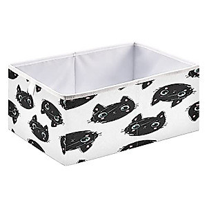 Kigai Black Cat Cube Storage Bins - 11x11x11 In Large Foldable Storage Basket Fabric Storage Baskes Organizer for Toys, Books, Shelves, Closet, Home Decor