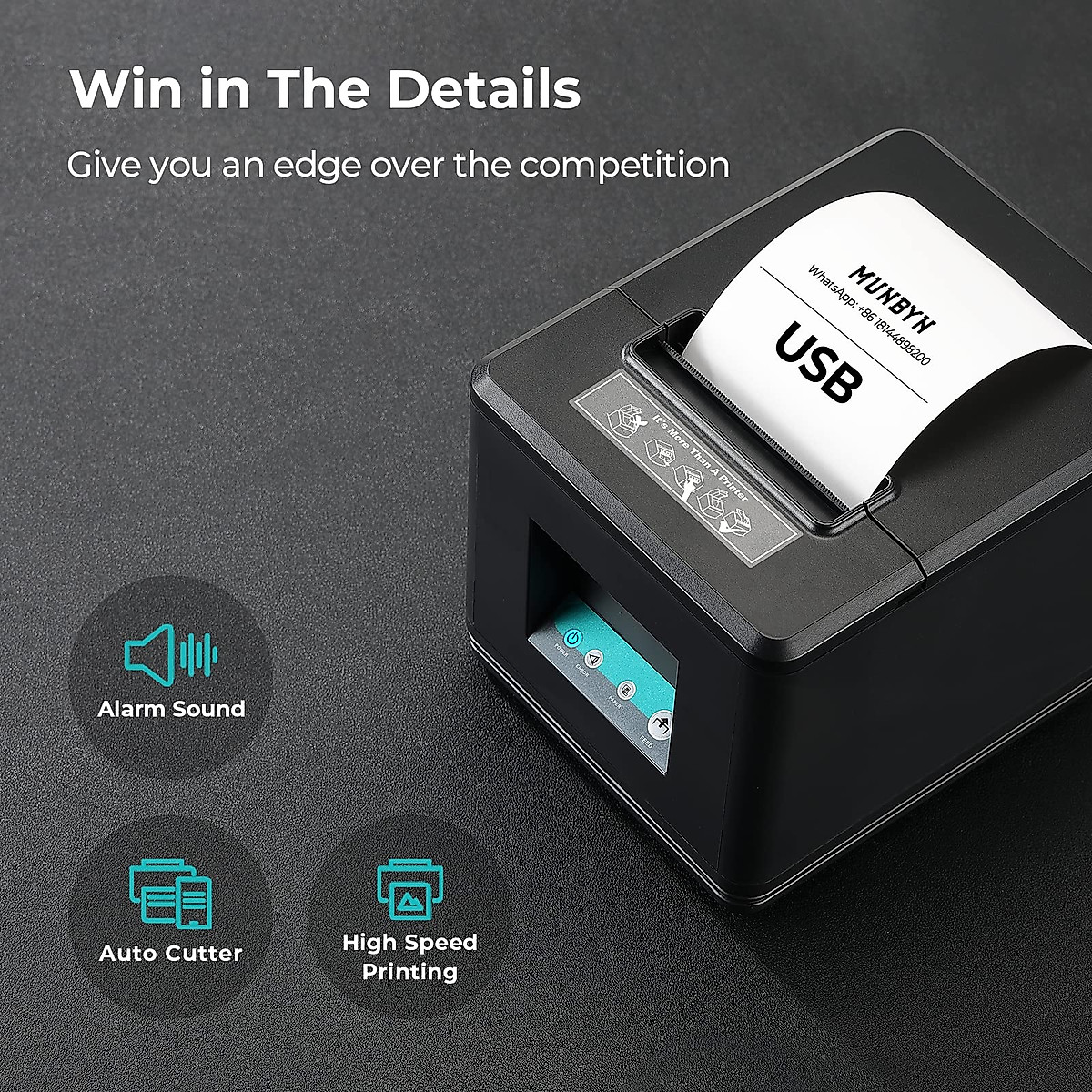 MUNBYN 80mm USB Receipt Printer, POS Printer with Auto Cutter ESC/POS Command Support Windows and Thermal Paper 3 1/8 x 230ft, 10 Rolls Receipt Paper Work for Star