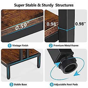 Tribesigns Extra Large Closet Organizer with Hooks, Free-Standing Closet Clothes Rack with Shelves and Hanging Rod, Heavy Duty Industrial Clothing Shelf Closet Storage System for Bedroom (rustic)