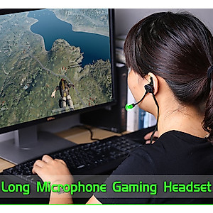 Wired Gaming Earphone with Adjustable Mic for PS4,Laptop Computer, Cellphone, DLAND E-Sport Earburds with Portable Earphone Bags, Snug Soft Design, Inline Controls for Hands-Free Calling. (Black)