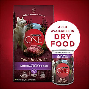 Purina ONE High Protein Wet Dog Food True Instinct Tender Cuts in Dog Food Gravy With Real Beef and Bison - (Pack of 12) 13 oz. Cans