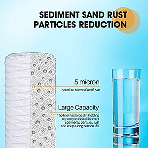 PUREPLUS 5 Micron 4.5" x 10" Whole House String Wound Sediment Filter for Well Water, Replacement Cartridge for 84637, WPX5BB97P, PC10, 355214-45, 355215-45, WP10BB97P, WP5BB97P, 2Pack