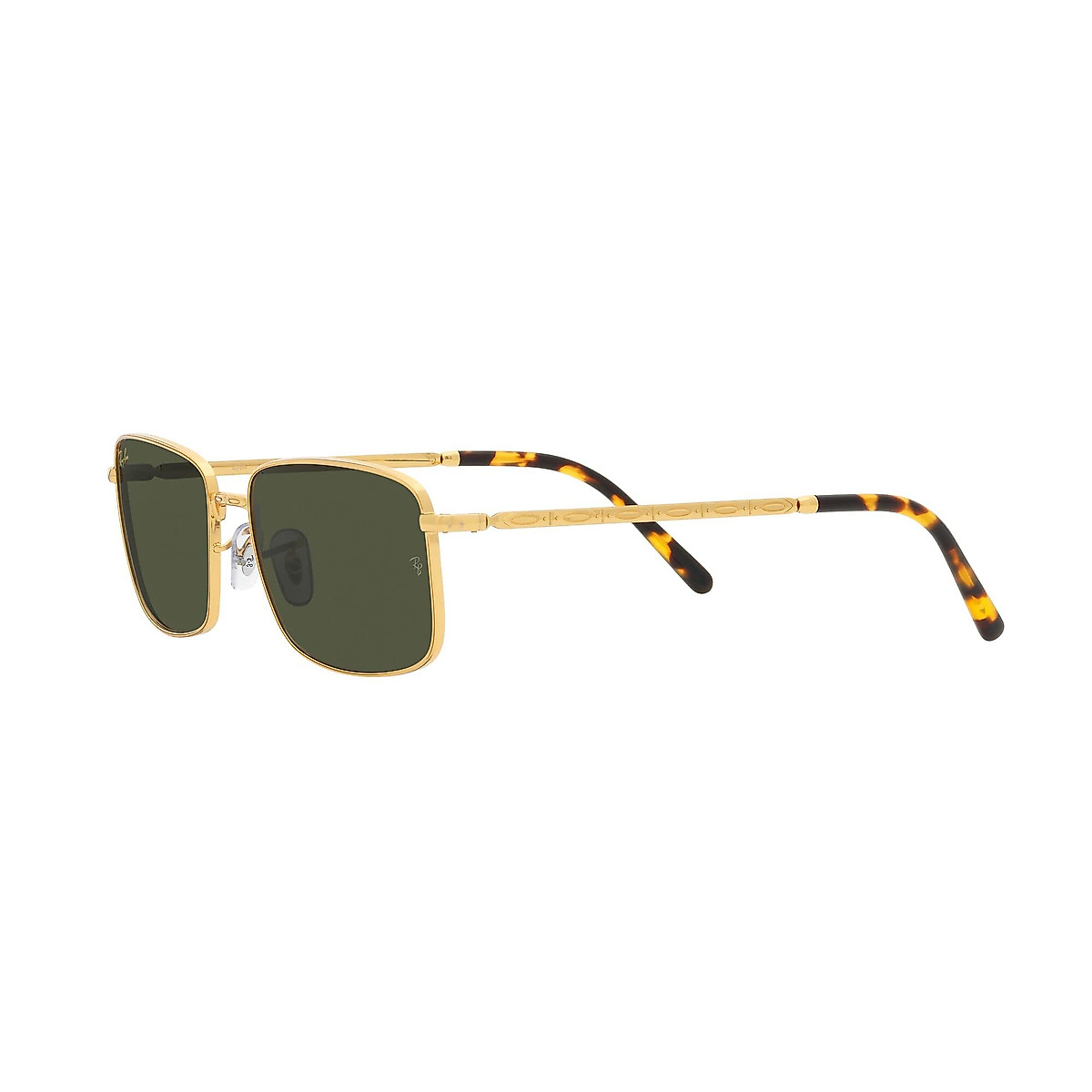 Ray-Ban RB3717 Rectangular Sunglasses, Legend Gold/Green, 57 mm
