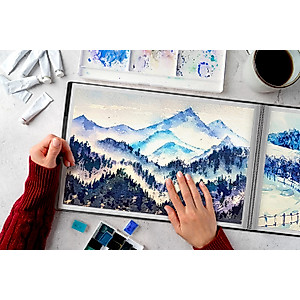 Dunwell 11x17 Portfolio Binder (Black, Horizontal), Presentation Book with 24 Pockets, Large 11 x 17 Art Portfolio Folder, Acid-Free Poly Cover and Sleeves